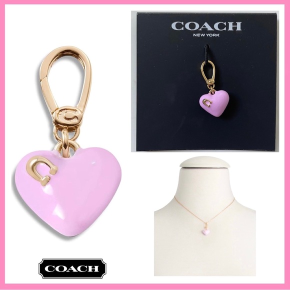 Coach | Jewelry | Coach Enamel Pink Heart Charm | Poshmark
